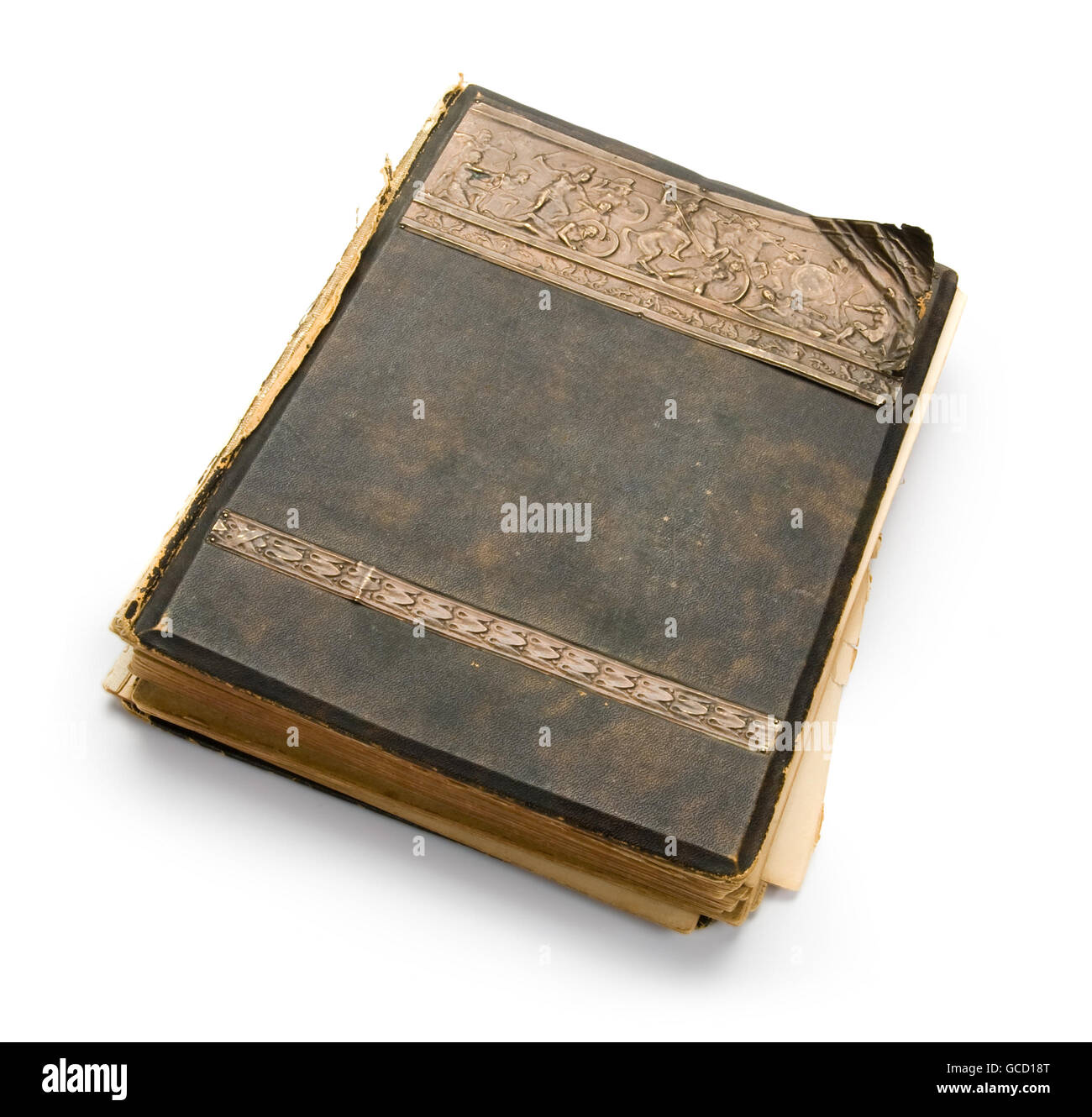 old book with an engraving, isolated on white background Stock Photo ...