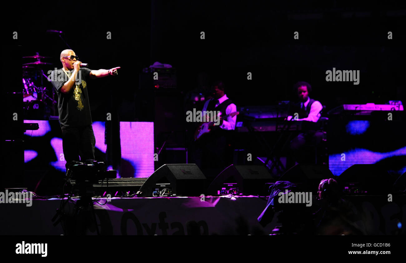 Jay-Z performs on the Pyramid Stage during day two of the Glastonbury ...