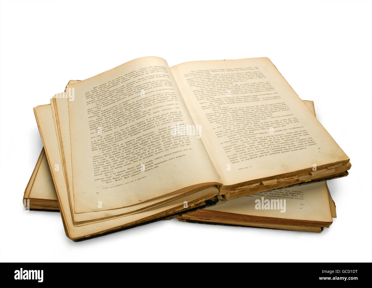 Open ancient book, isolated on white background Stock Photo - Alamy