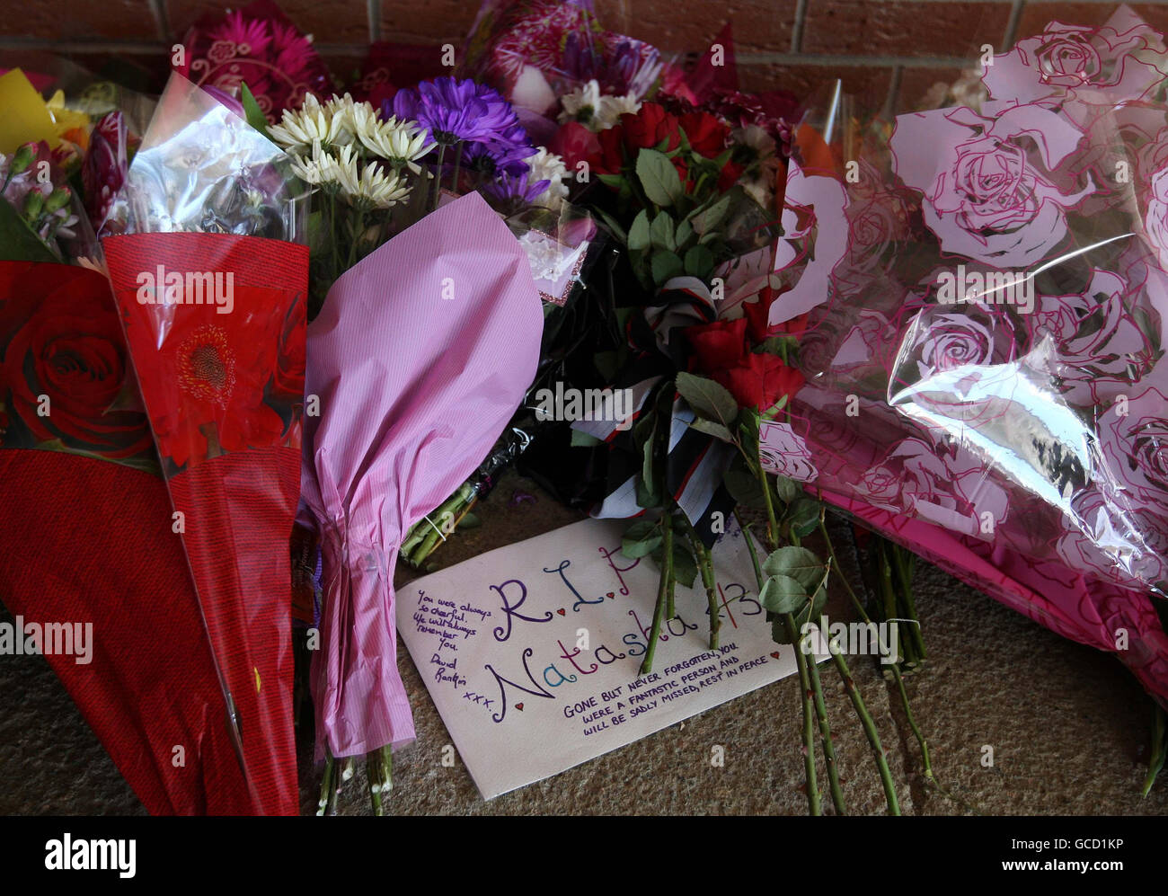 Flowers left outside Lanark Grammar School in memory of Natasha Paton ...