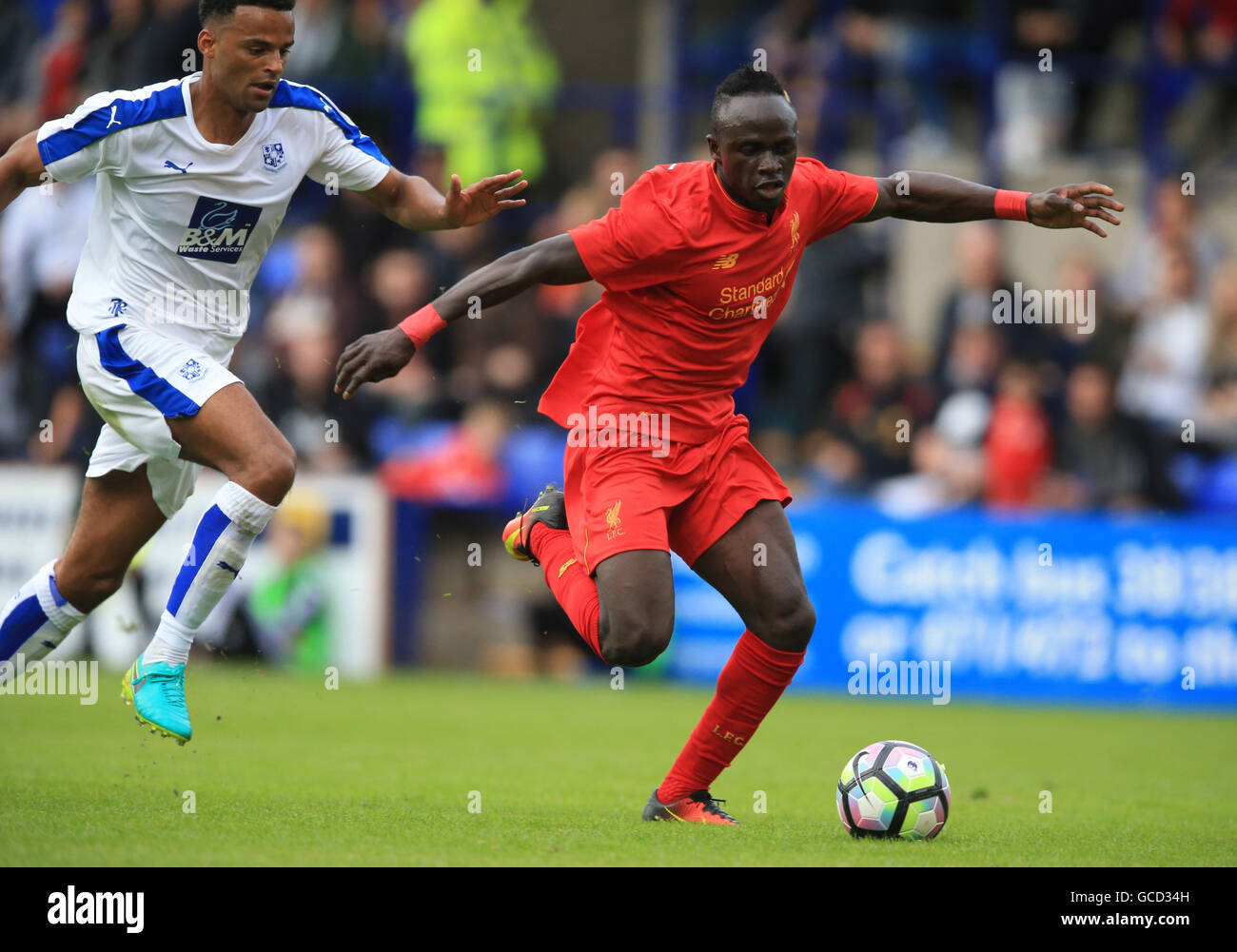 Liverpool's Sadio Mane in action against Tranmere Rovers during the pre ...