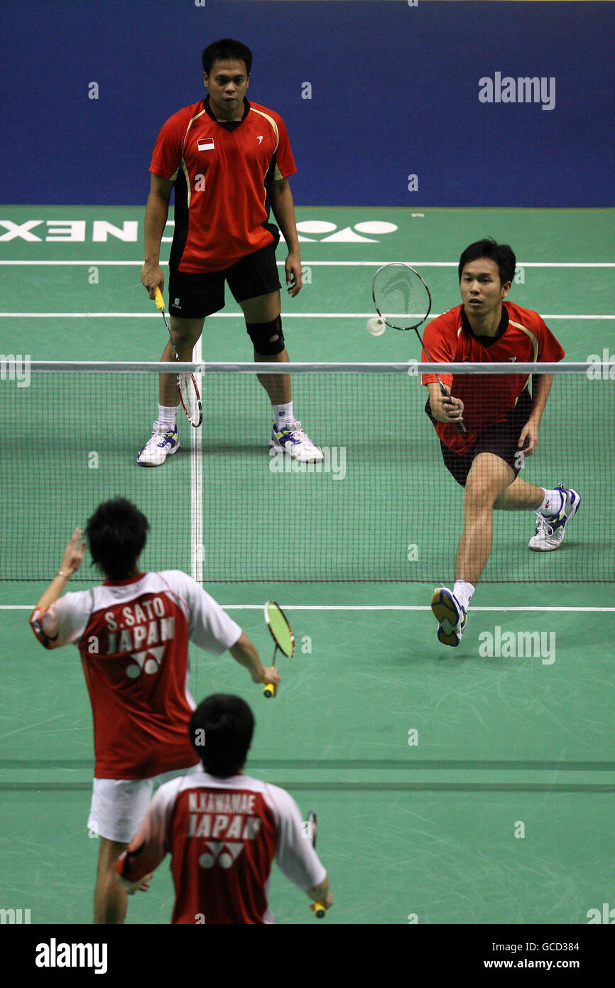 Indonesia's Markis Kido (left) and Hendra Setiawan (right) in action ...