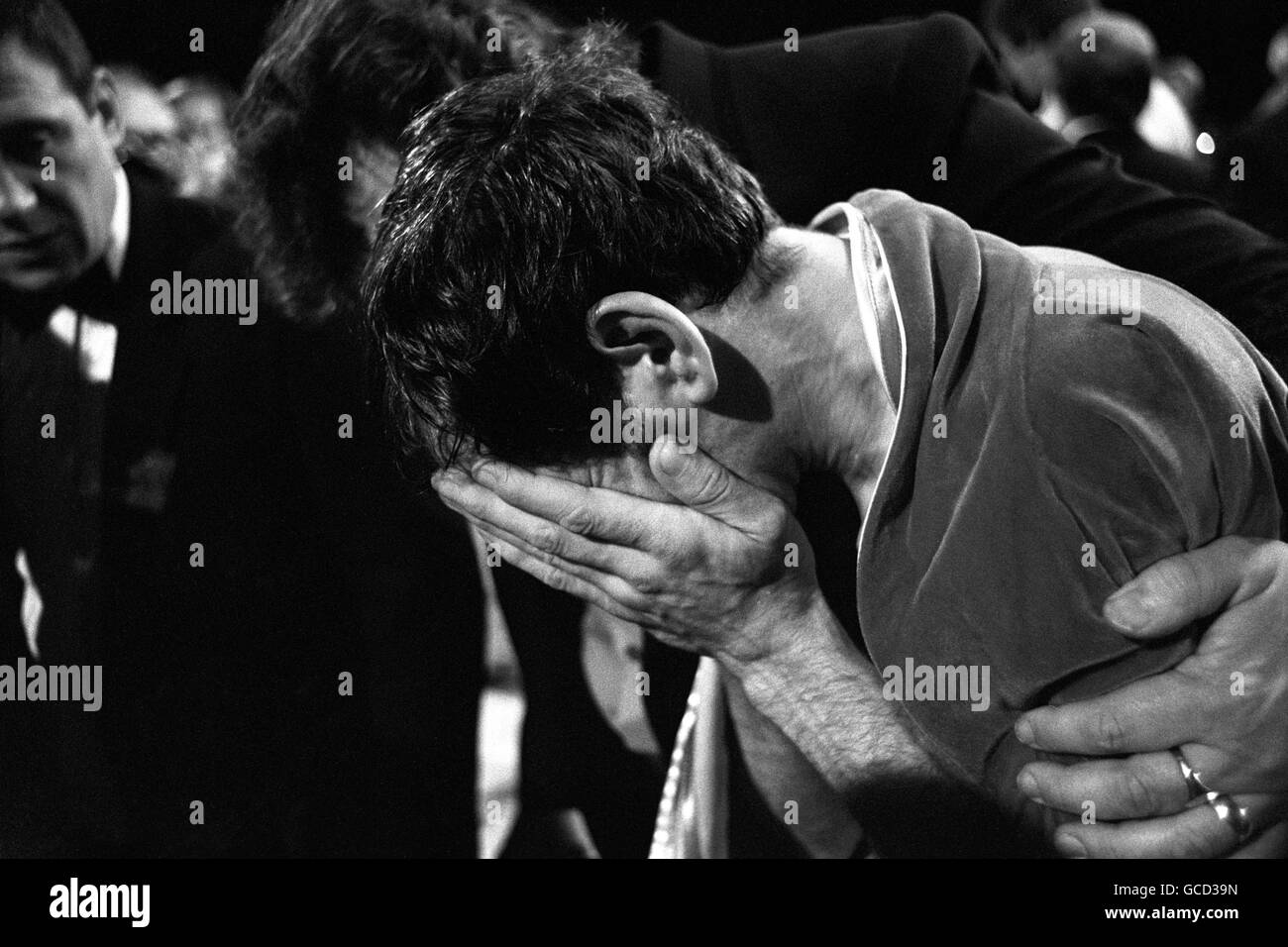 Pat Cowdell is led away sobbing after he was knocked out in the 1st ...