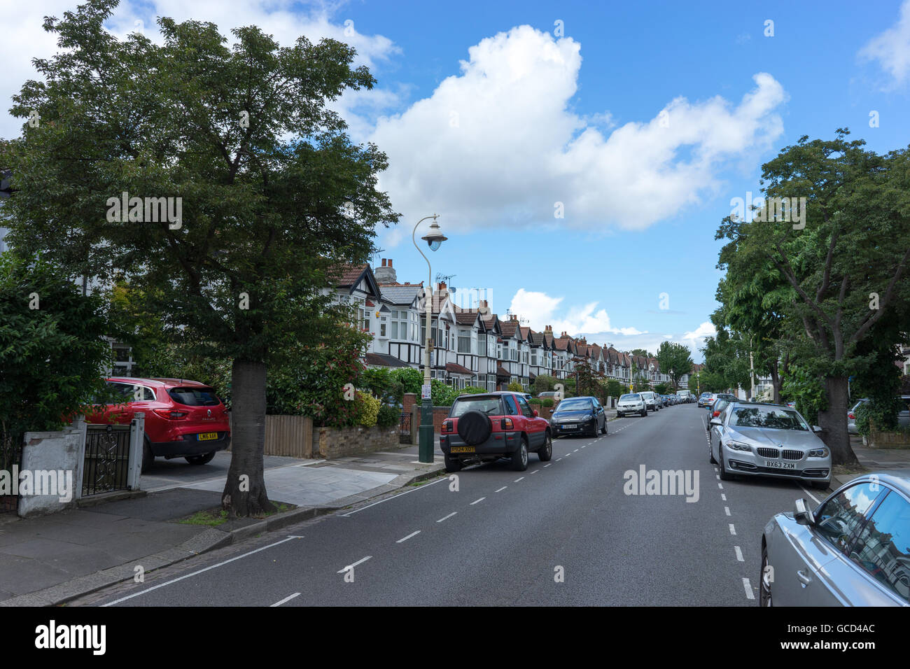 Suburban tree lined street hi-res stock photography and images - Alamy