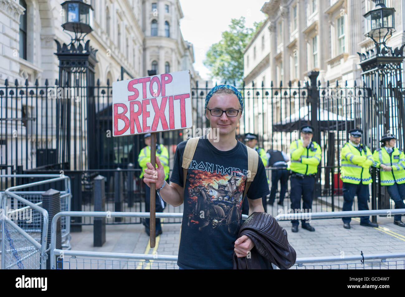 Stop Brexit Banner and Demonstrator Protest outside Downing Street ...
