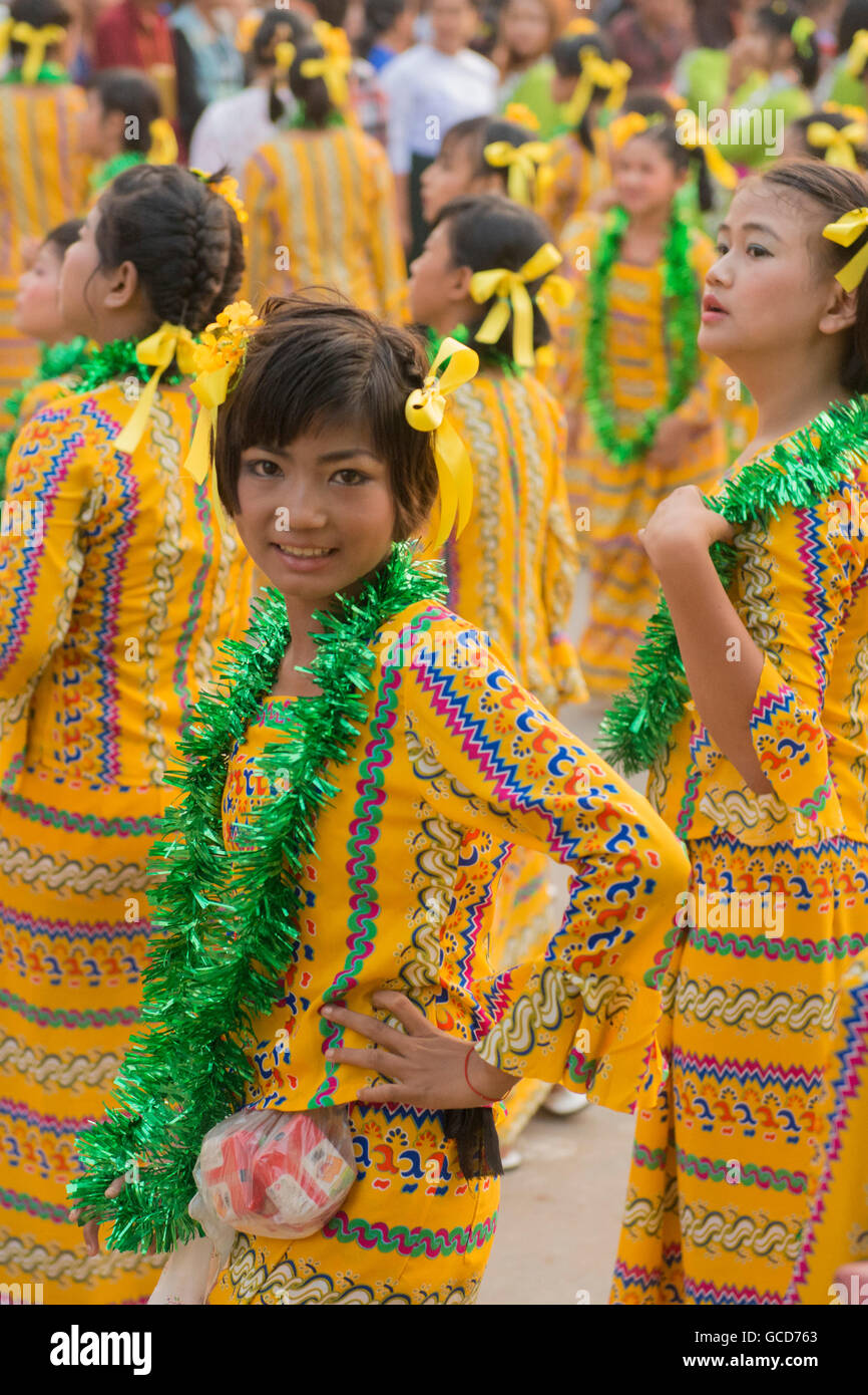 Traditional Dance Girls at the Thingyan Water Festival at the Myanmar ...