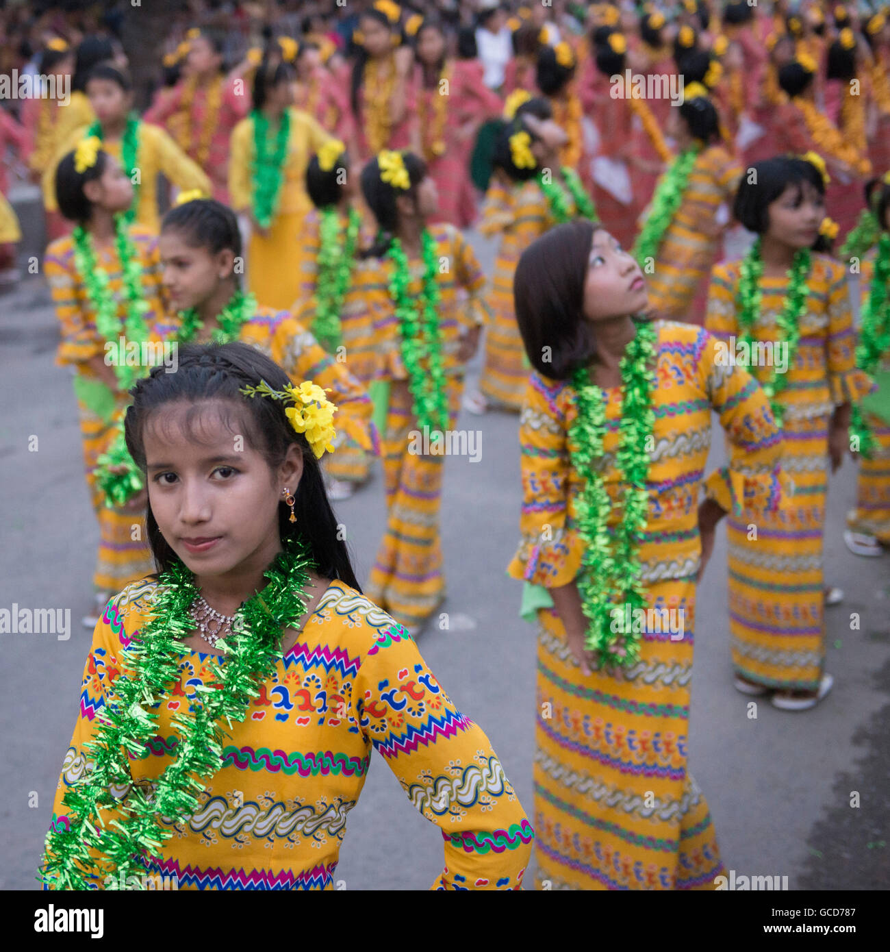 Traditional Dance Girls at the Thingyan Water Festival at the Myanmar ...