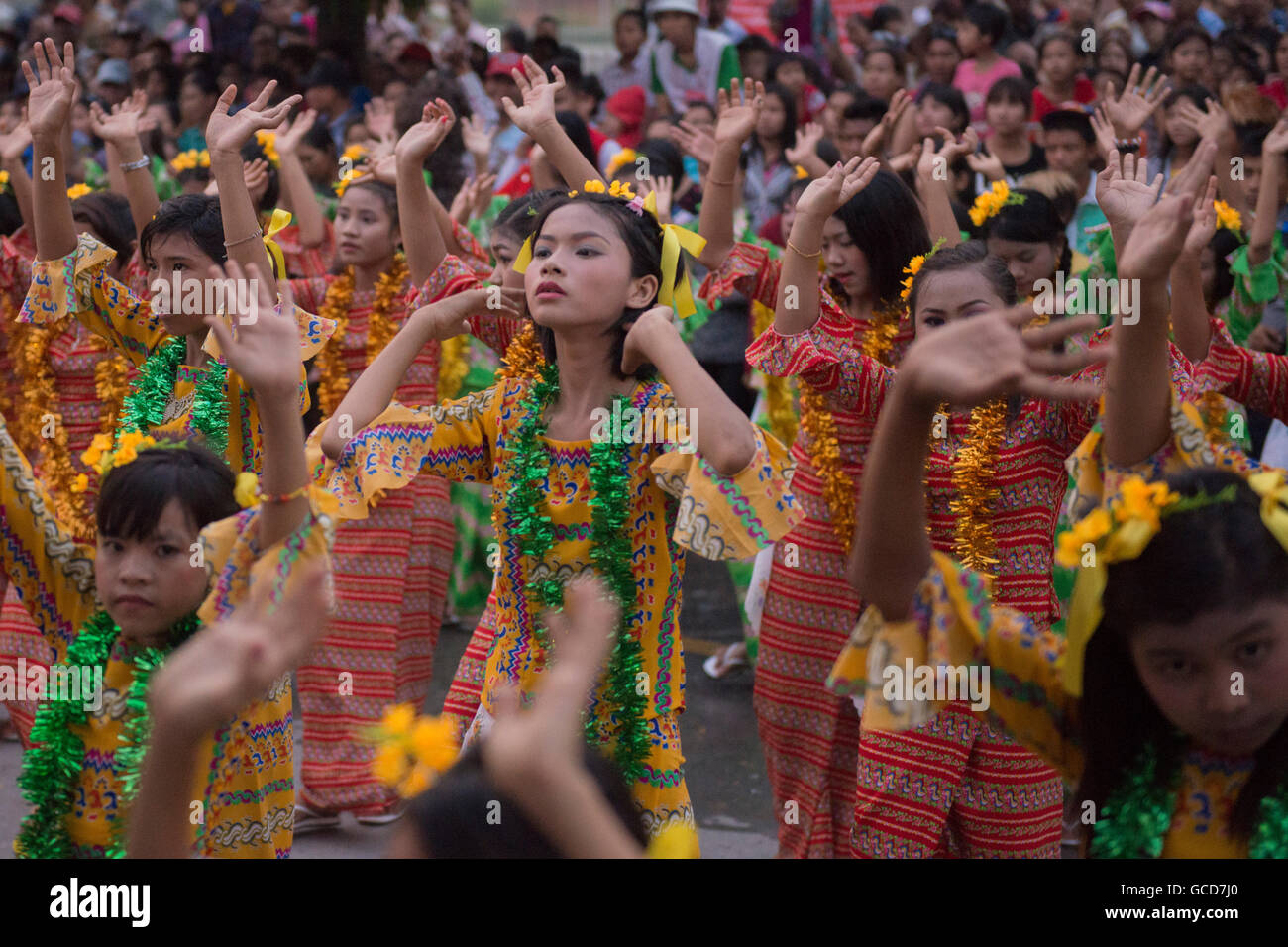 Traditional Dance Girls at the Thingyan Water Festival at the Myanmar ...