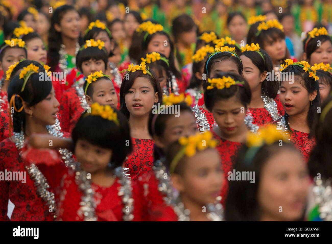 Traditional Dance Girls at the Thingyan Water Festival at the Myanmar ...