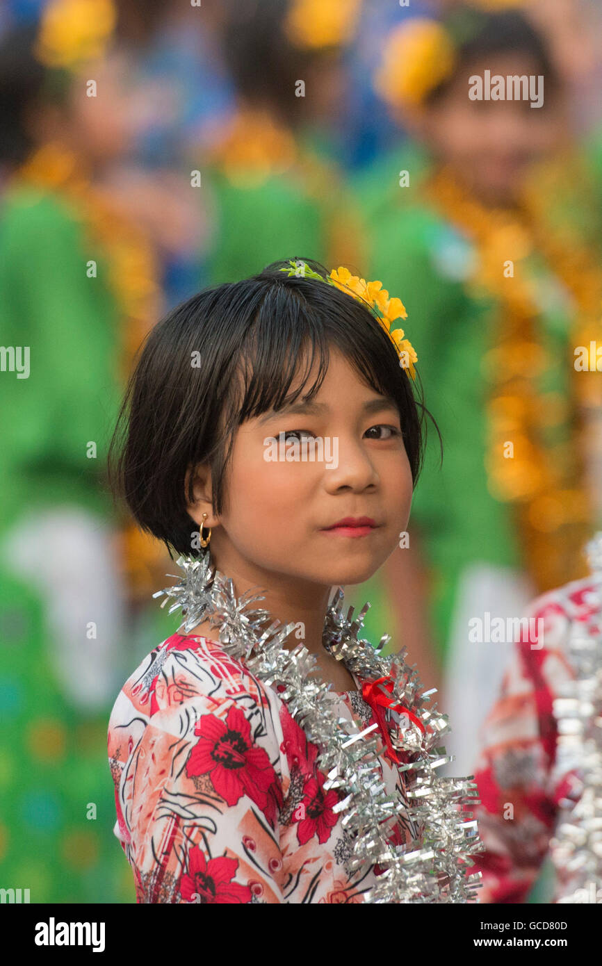 Traditional Dance Girls at the Thingyan Water Festival at the Myanmar ...