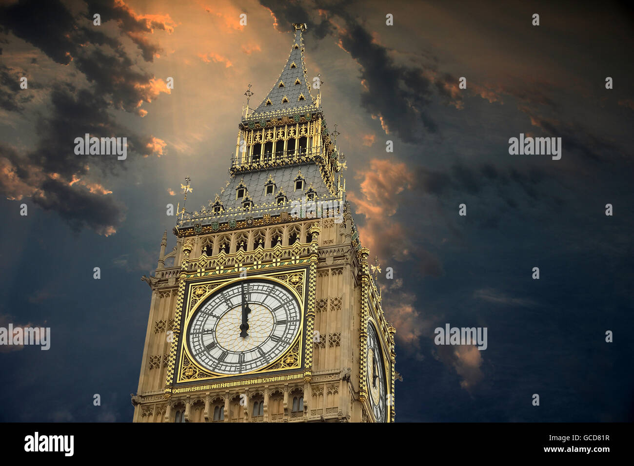 12 O'Clock in Big Ben Stock Photo - Alamy