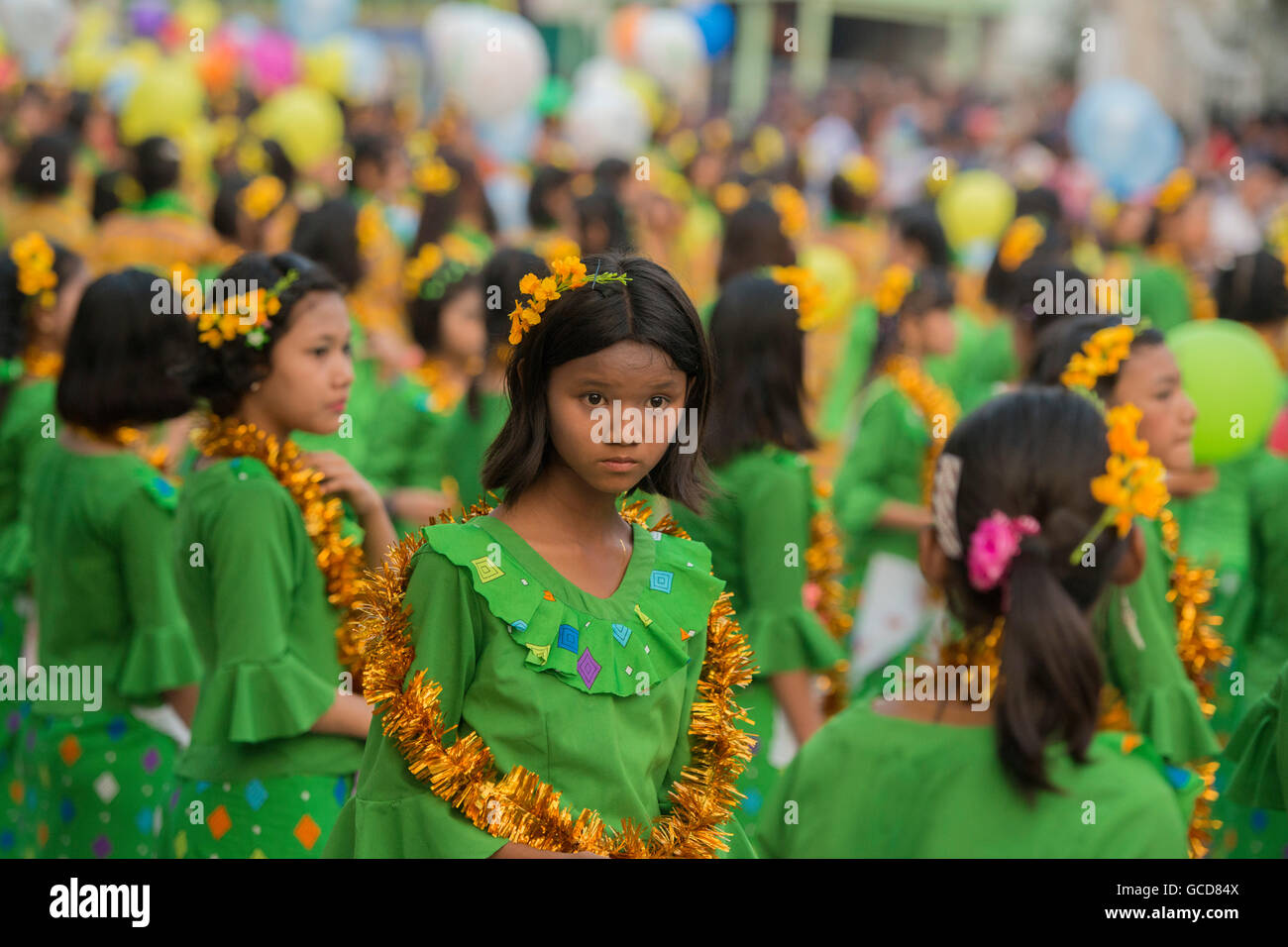 Traditional Dance Girls at the Thingyan Water Festival at the Myanmar ...