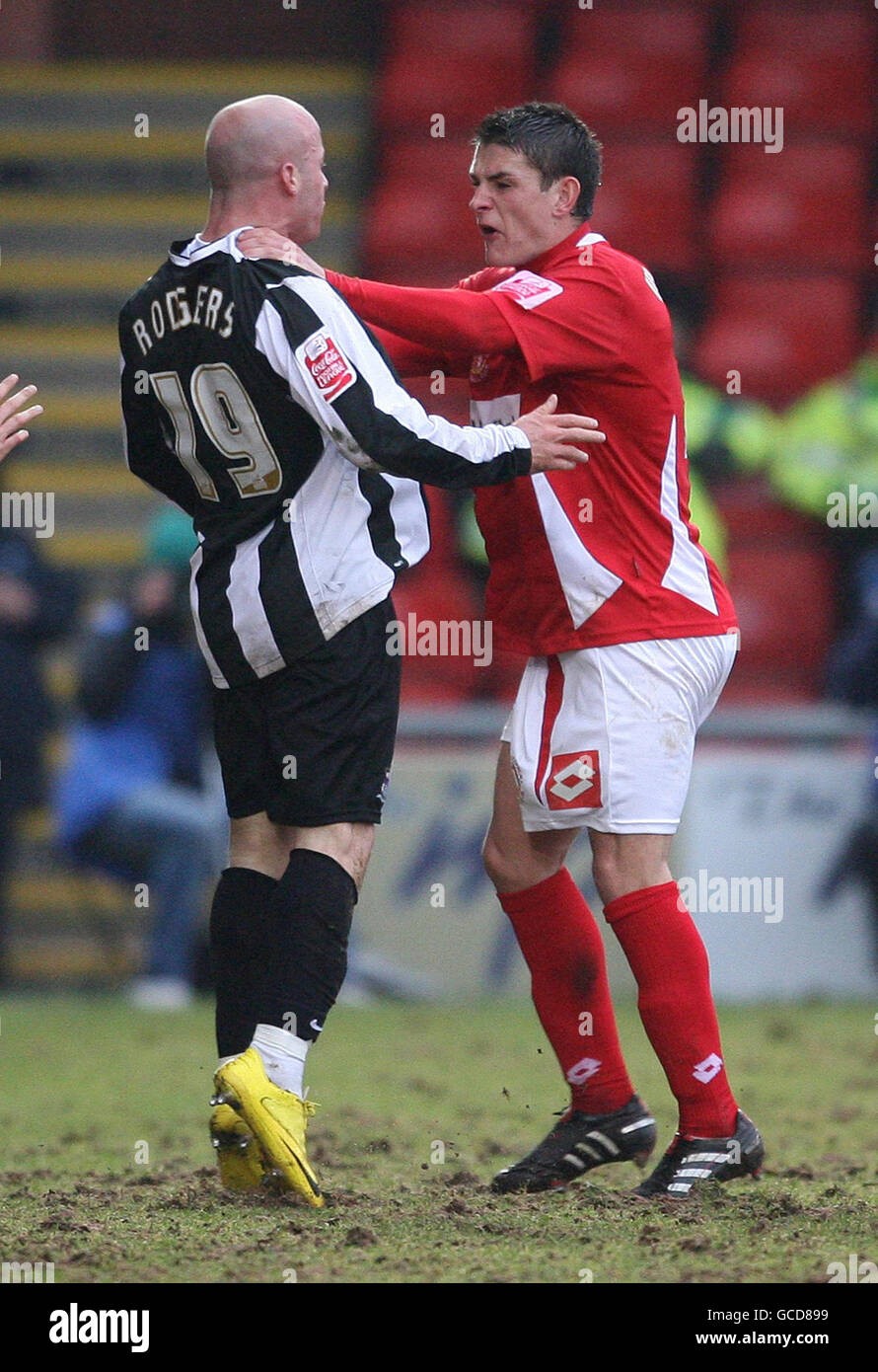 Two footballer players fight each other hi-res stock photography and ...