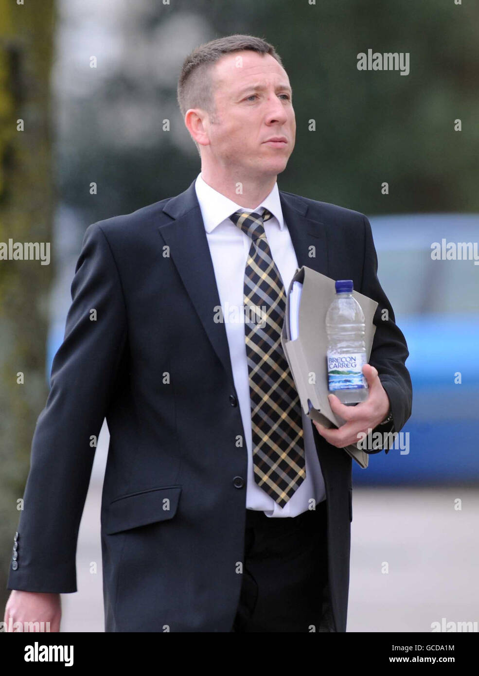 Police constable Michael Thomas arrives at Cardiff Crown Court. The ...