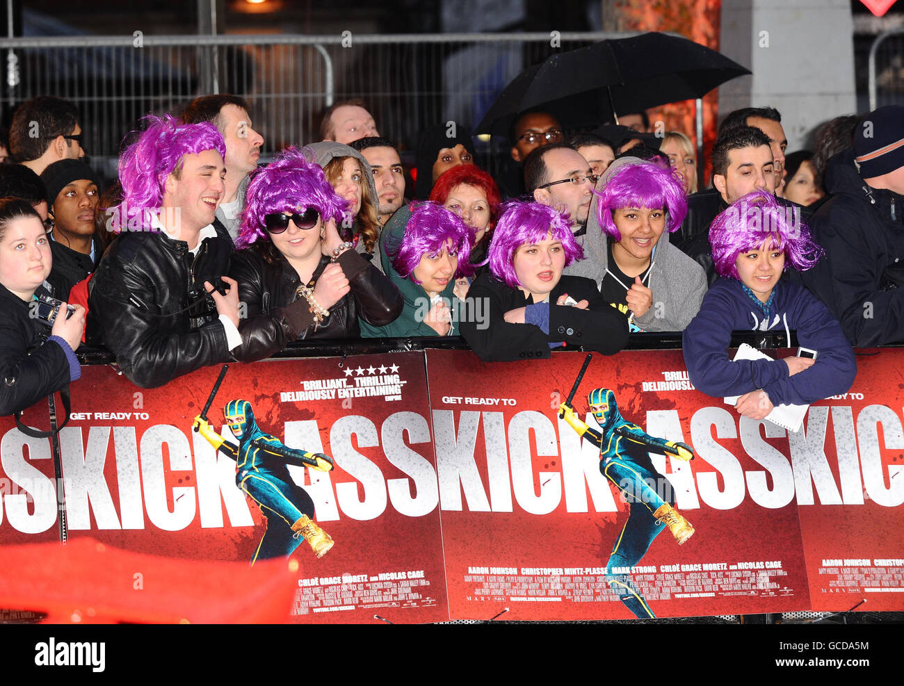 Crowds gather for the premiere of new film Kick-Ass at the Empire ...