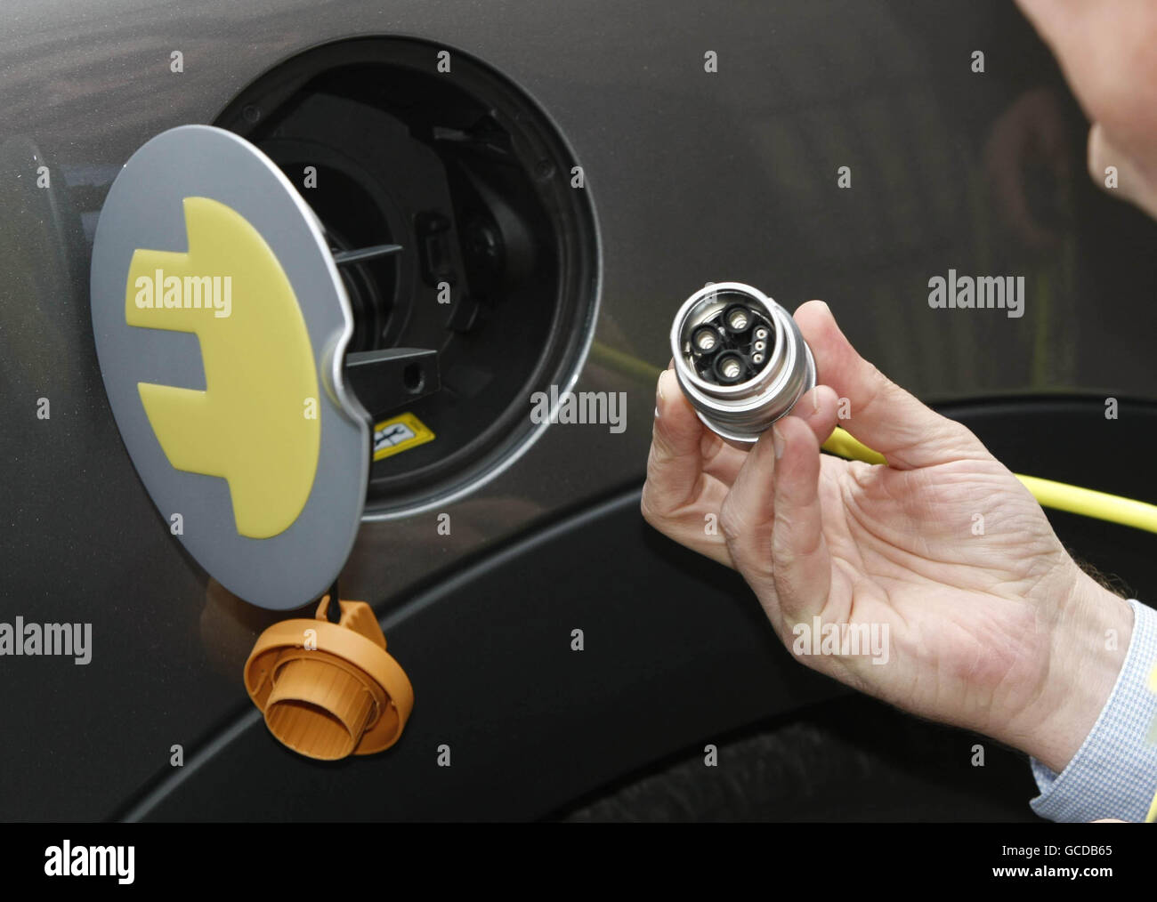 A charging lead for an electric car in Dublin as the first electric ...