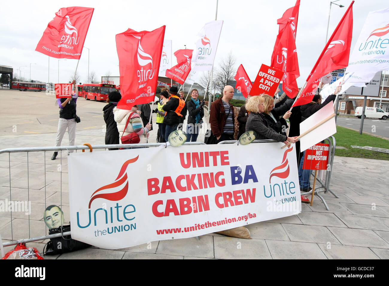 Members of the Unite union demonstrate near Hatton Cross, as British ...