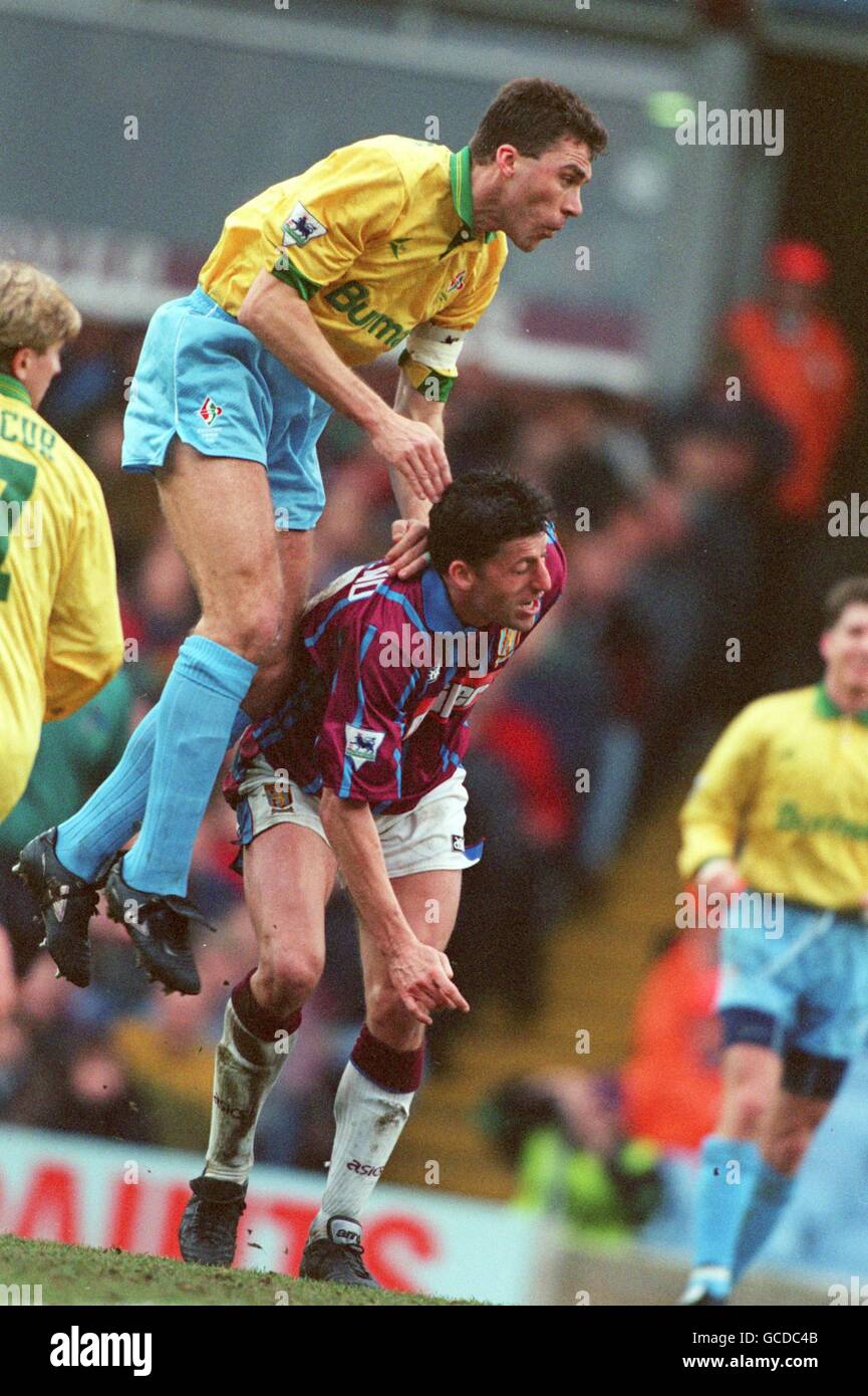 Swindon towns shaun taylor climbs above aston villas andy townsend hi-res stock photography and ...