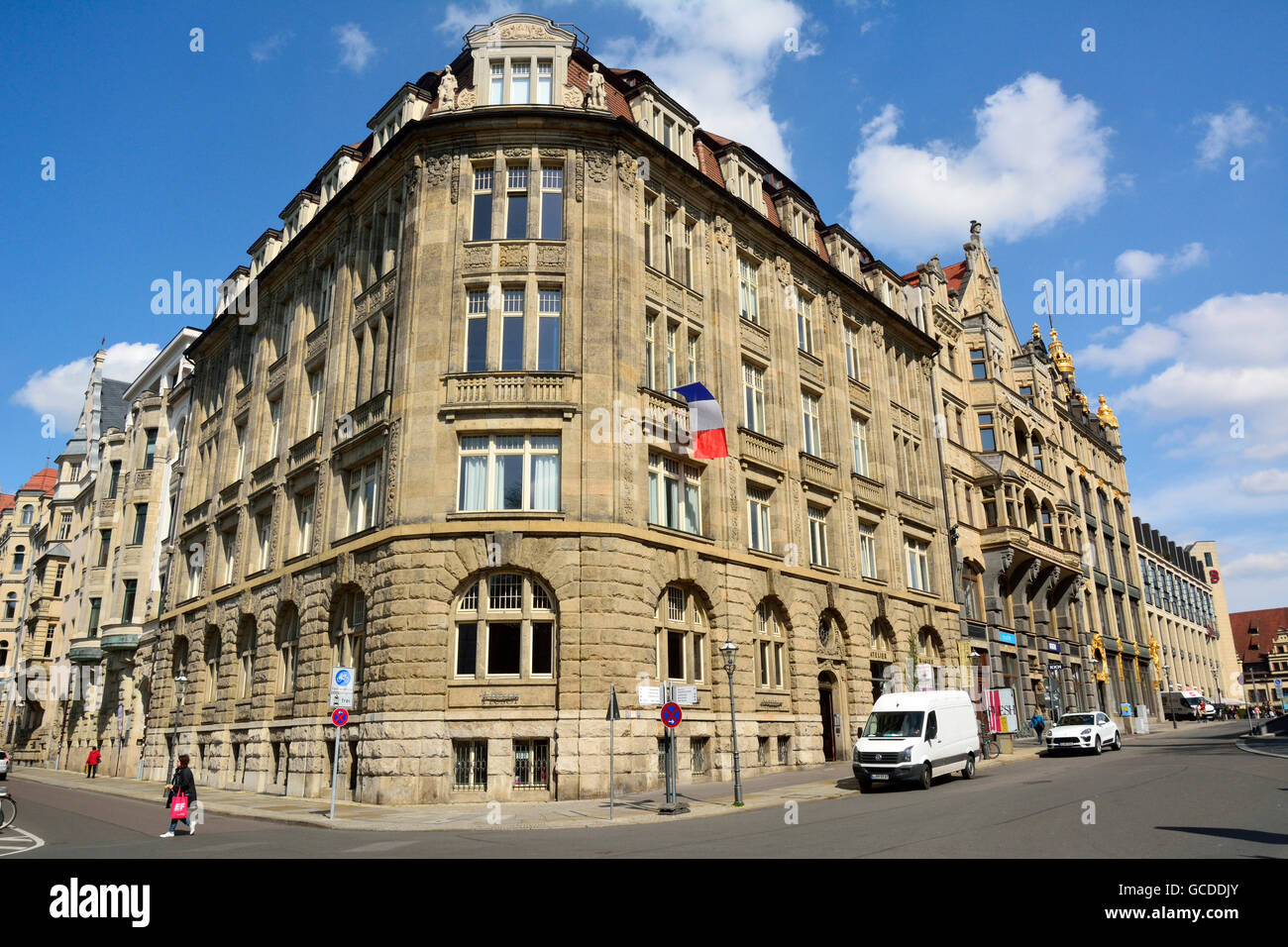 Leipzig, Germany – April 8, 2016. View of a historical building on the ...