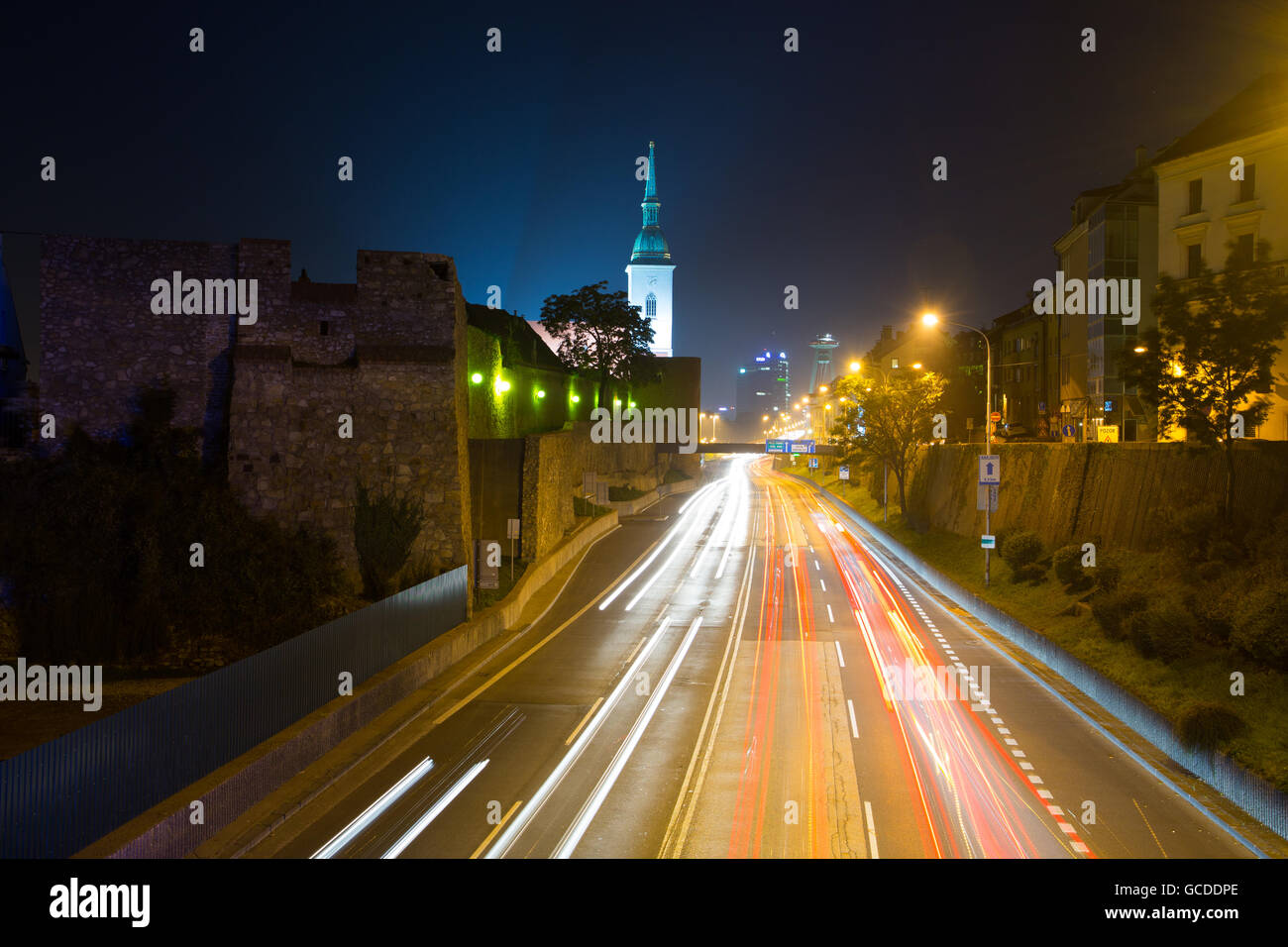 A road at night in Bratislava, Slovakia Stock Photo - Alamy