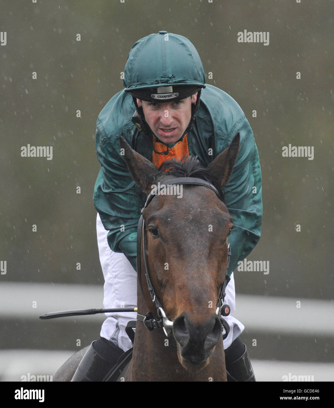 Jockey robert winston at lingfield park racecourse hi-res stock ...