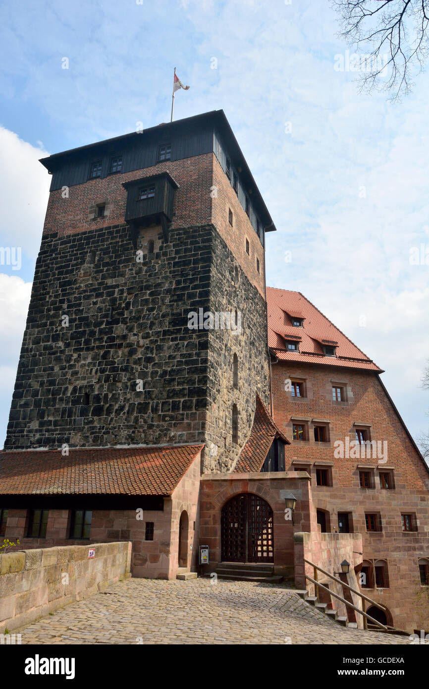 Pentagonal Tower of the Kaiserburg castle in Nuremberg Stock Photo - Alamy