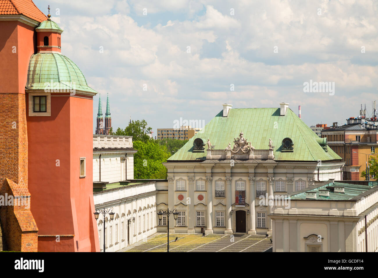 A view over the skyline of Warsaw, Poland taken from the viewpoint at ...