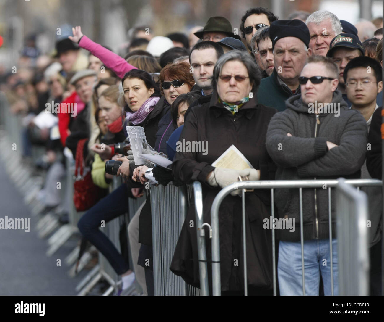 Spectators watch the National Easter Rising commemorations at the GPO ...