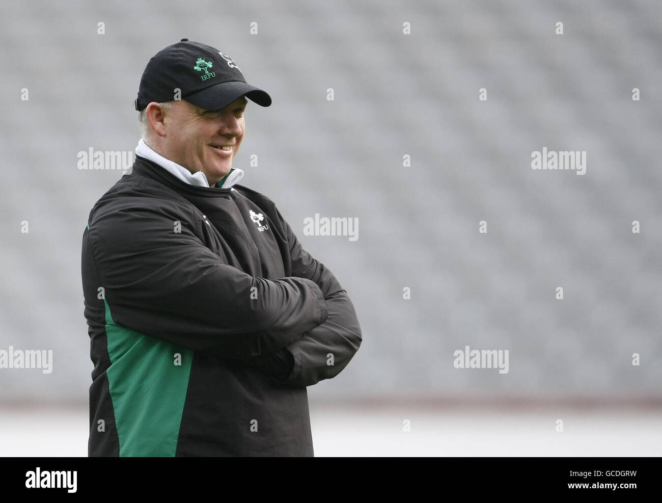 Coach Declan Kidney watches Ireland's Captains run at Croke Park ...