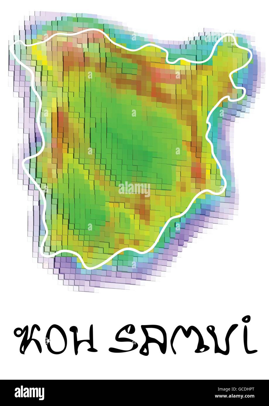 koh samui. abstract map isolated on white background Stock Vector Image ...