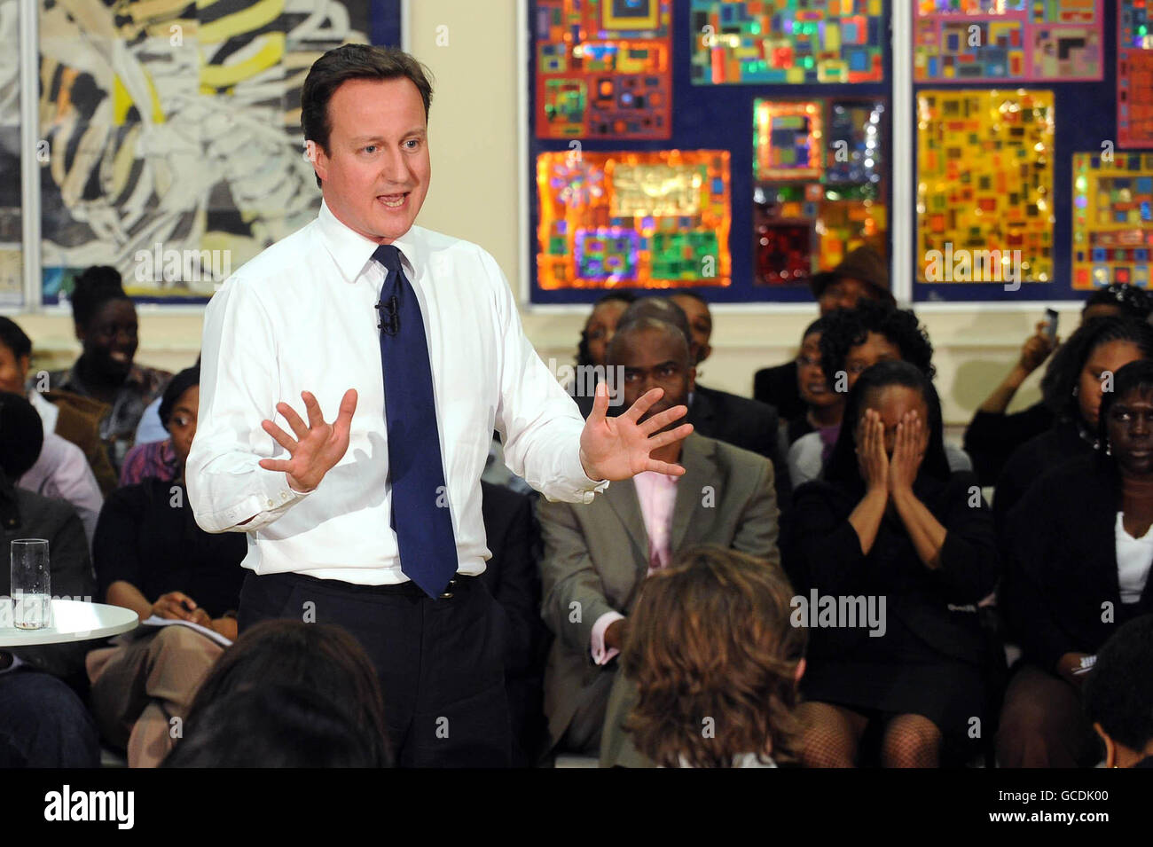 Conservative leader David Cameron addresses members of the local ...