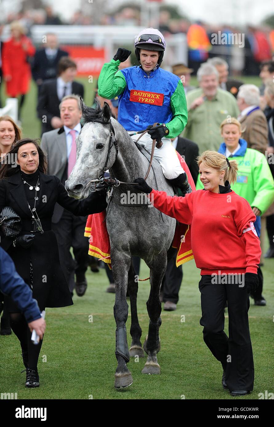 Jockey Danny Cook celebrates winning the Byrne Group Plate on Great ...