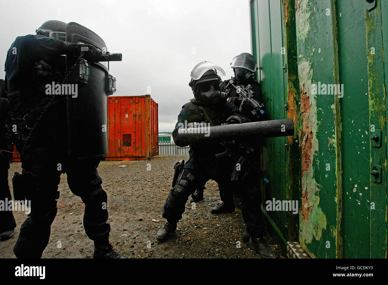 Members of the elite Irish Defence Forces Army Ranger Wing (ARW) hold a ...