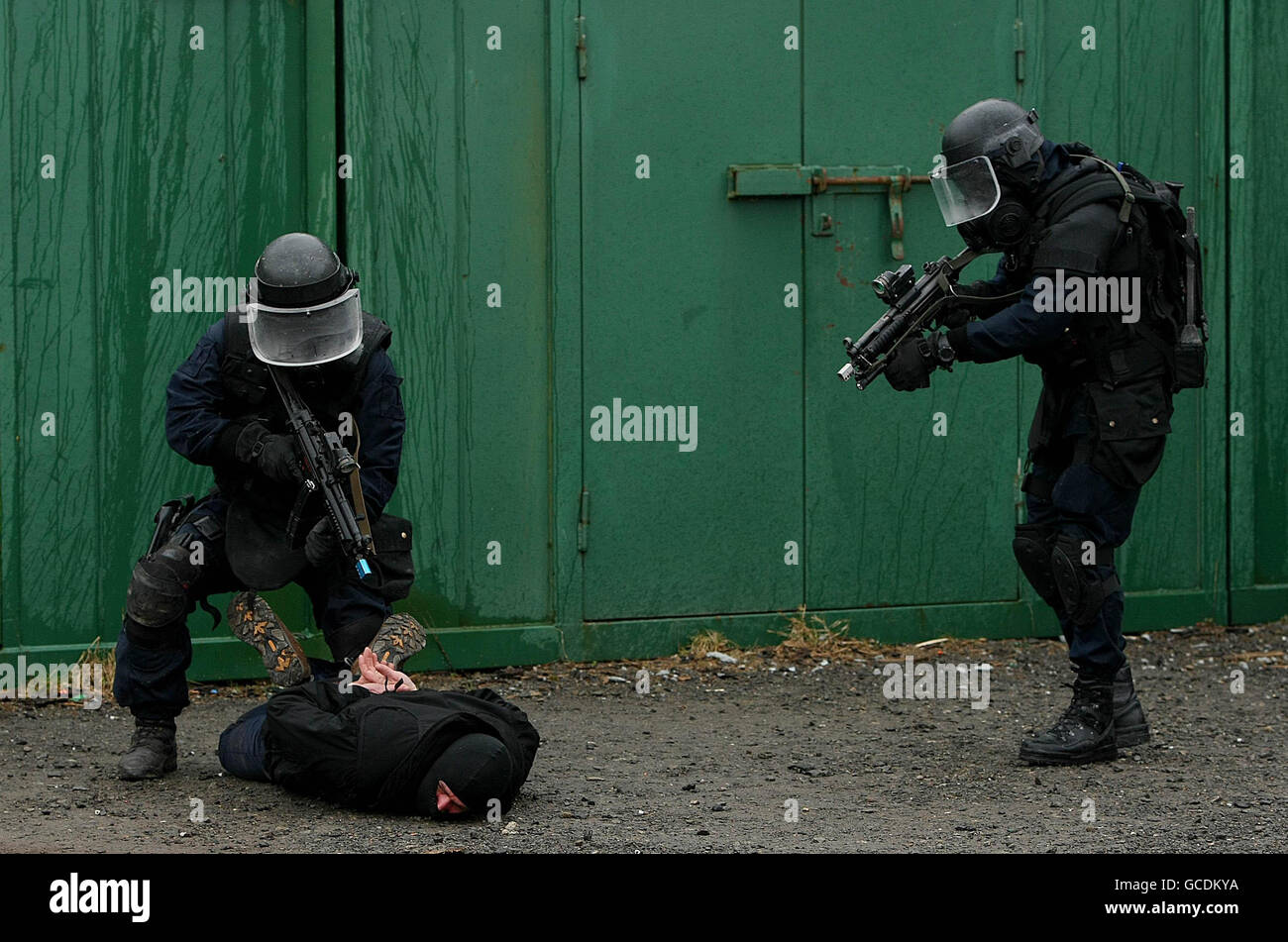 Members of the elite Irish Defence Forces Army Ranger Wing (ARW) hold a ...