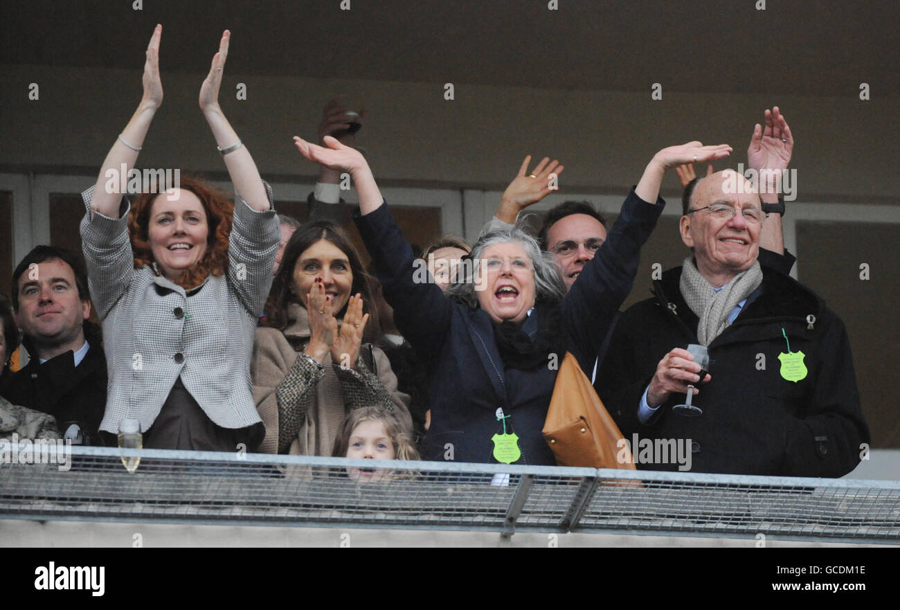 Rupert Murdoch (right) and Rebekah Wade cheer from the stands as ...