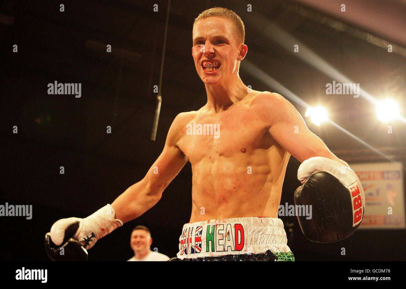 Karl Place celebrates beating Steve Saville during the light ...