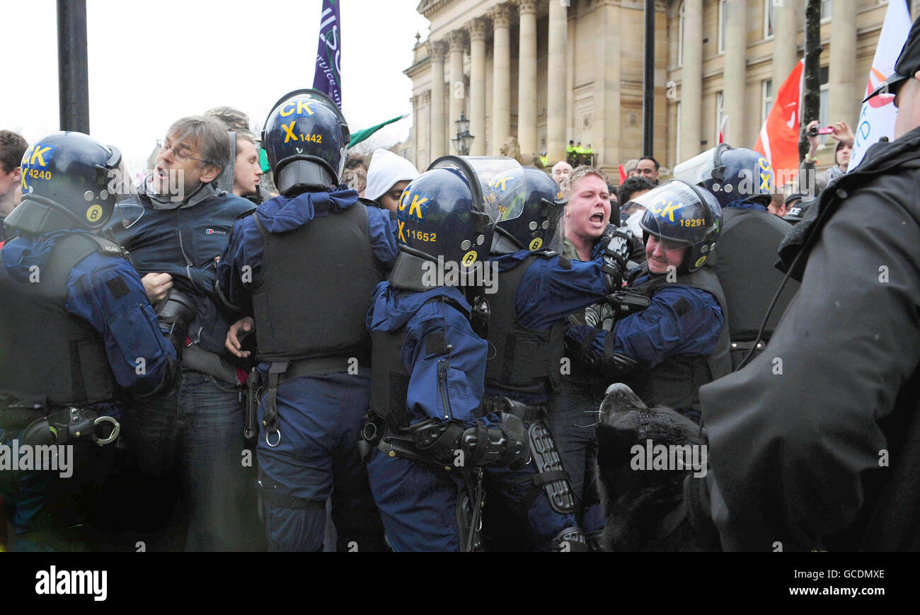 Rival protest groups clash Stock Photo - Alamy