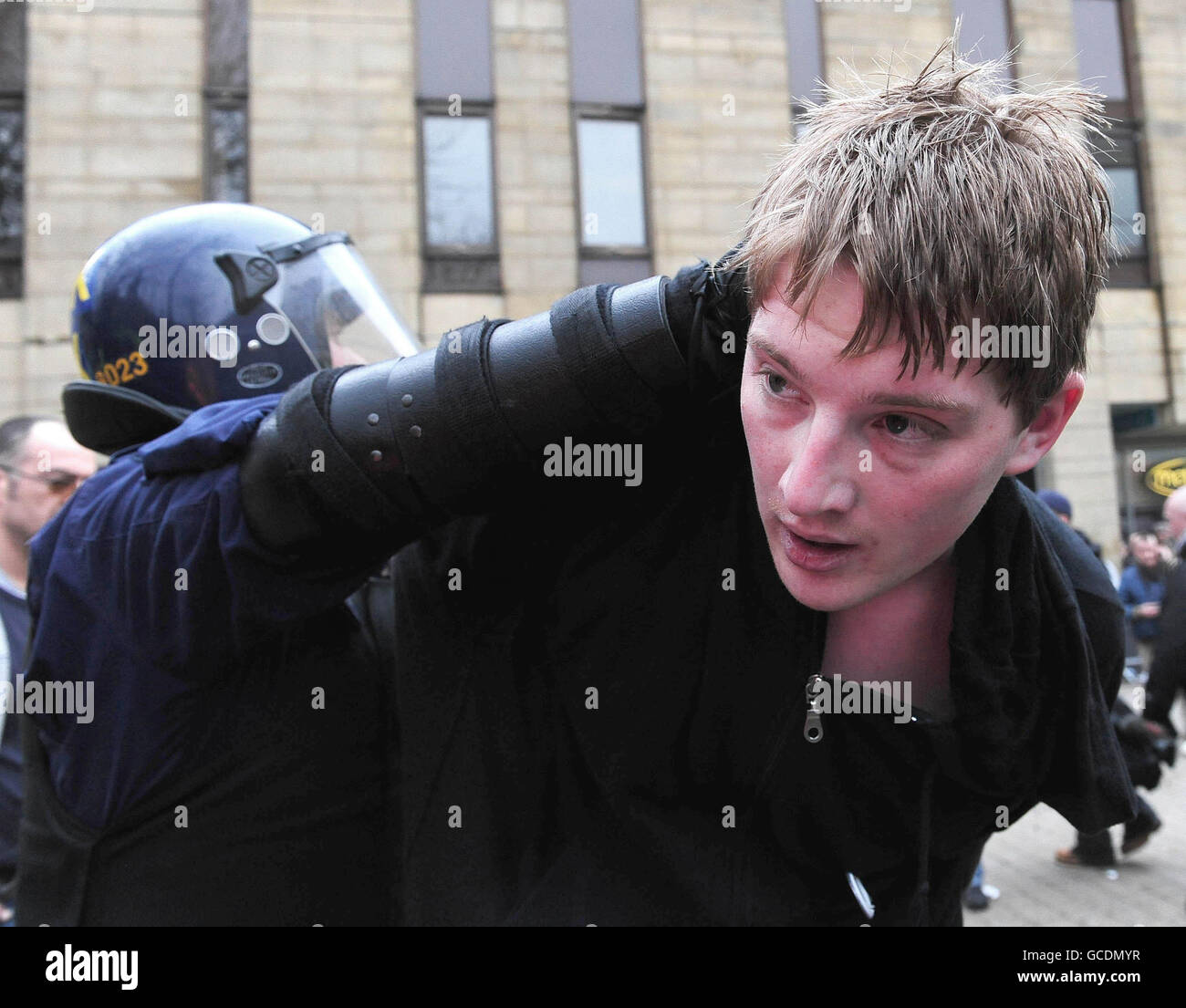 Protestors from Unite Against Fascism clash with the police during a ...