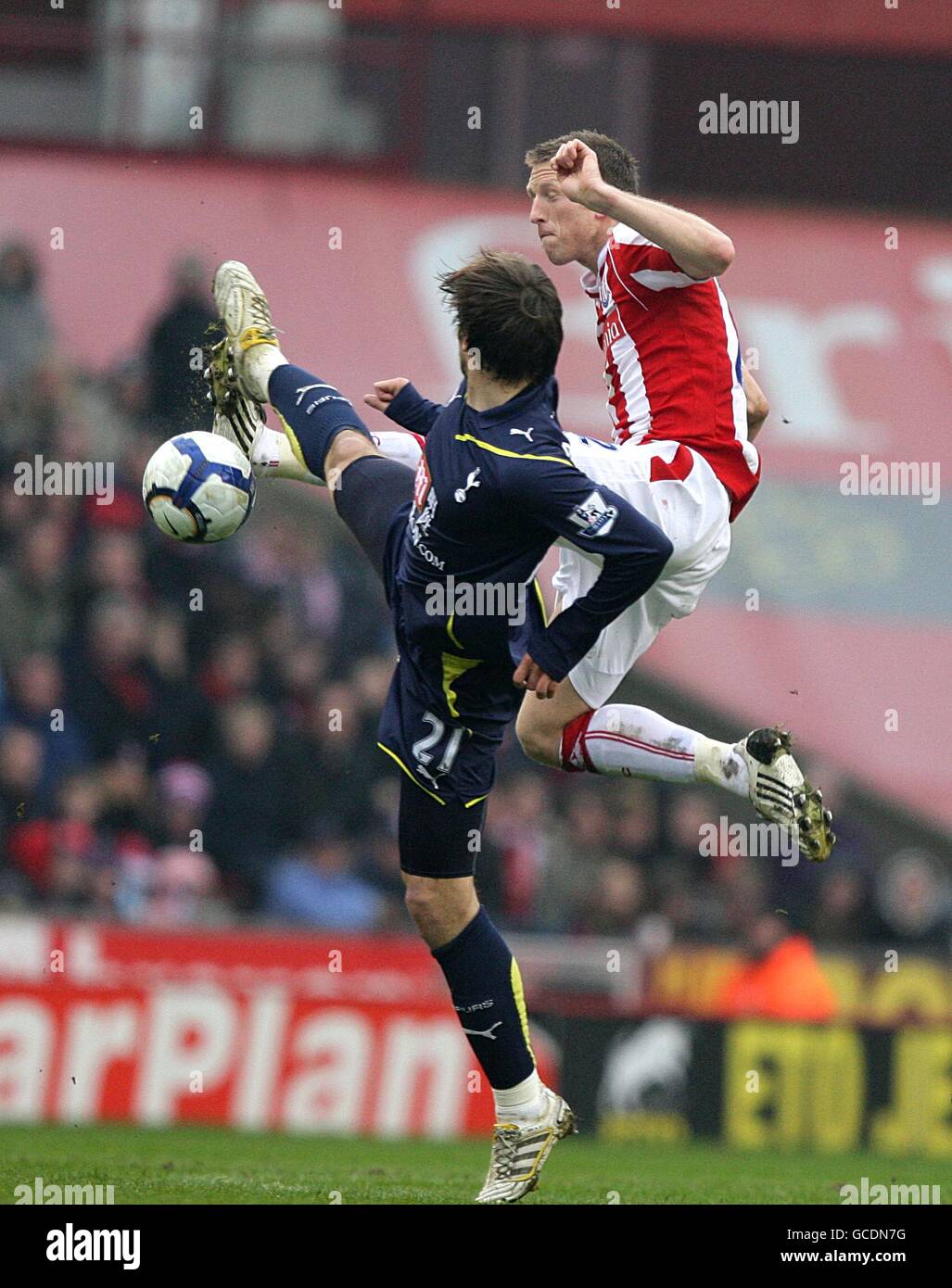 Tottenham Hotspur's Niko Kranjcar (left) and Stoke City's Danny Collins ...