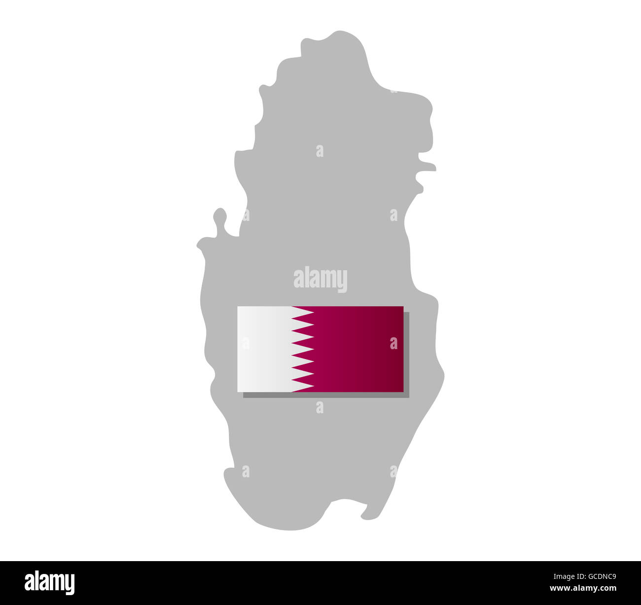 Qatar map with flag Stock Photo - Alamy