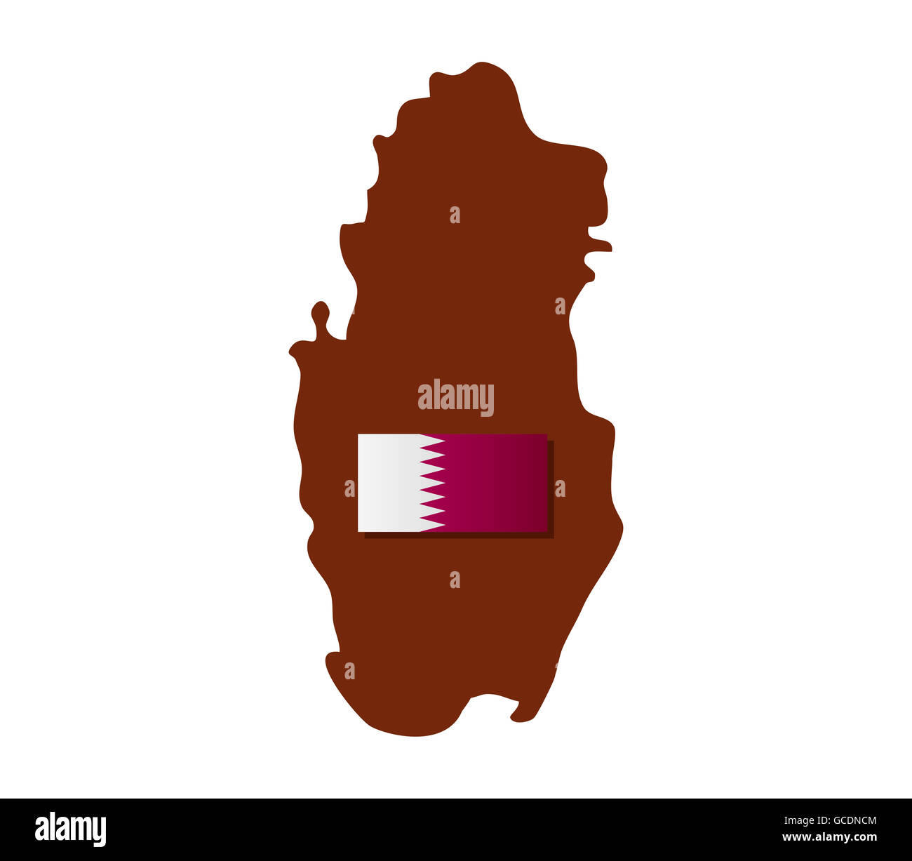Qatar map with flag Stock Photo - Alamy