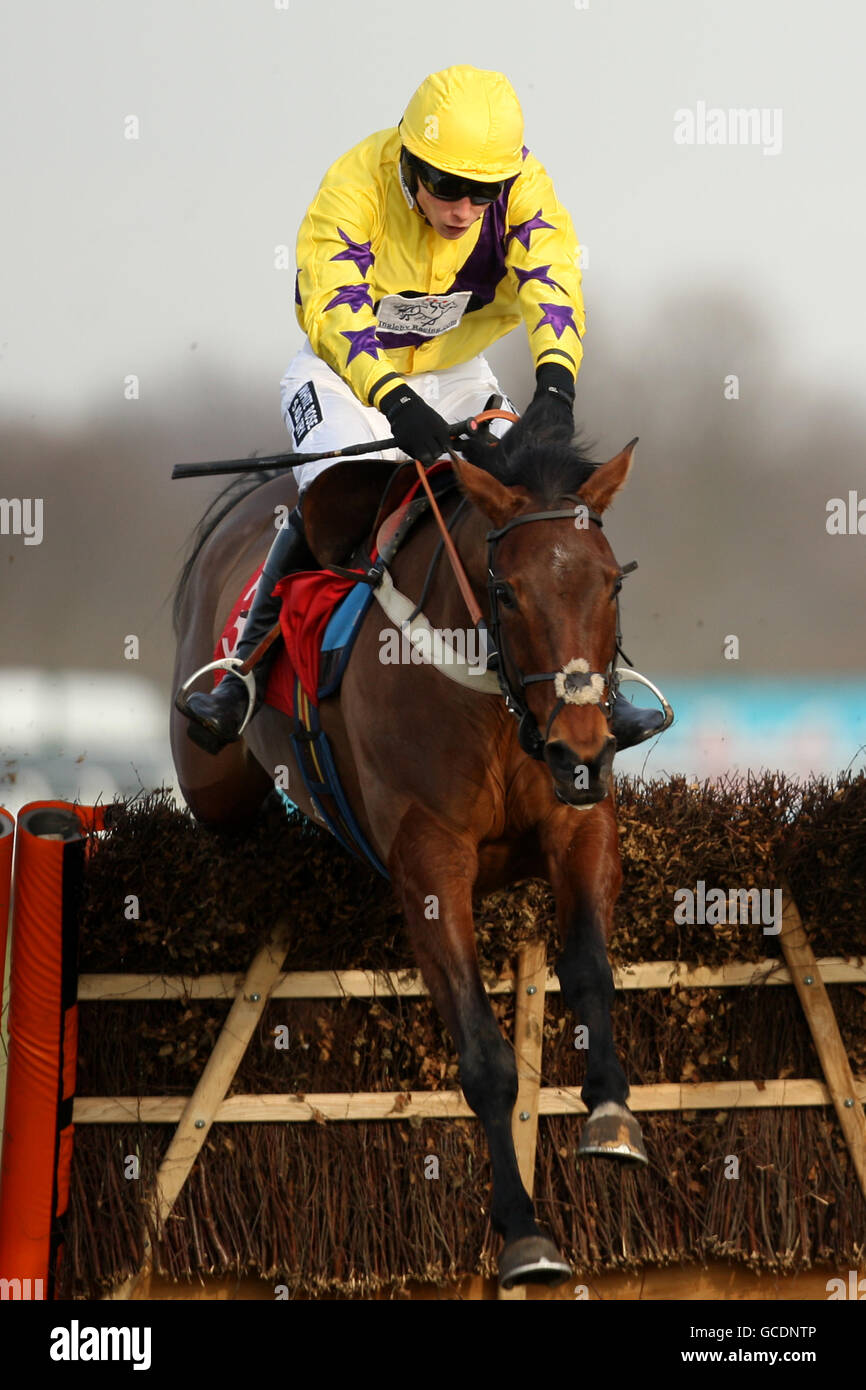 Jockey James Reveley on Diklers Oscar jumps during the E.b.f ...
