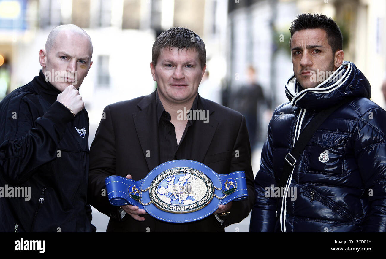 Matthew Hatton (left) with brother and promoter Ricky (centre) and ...