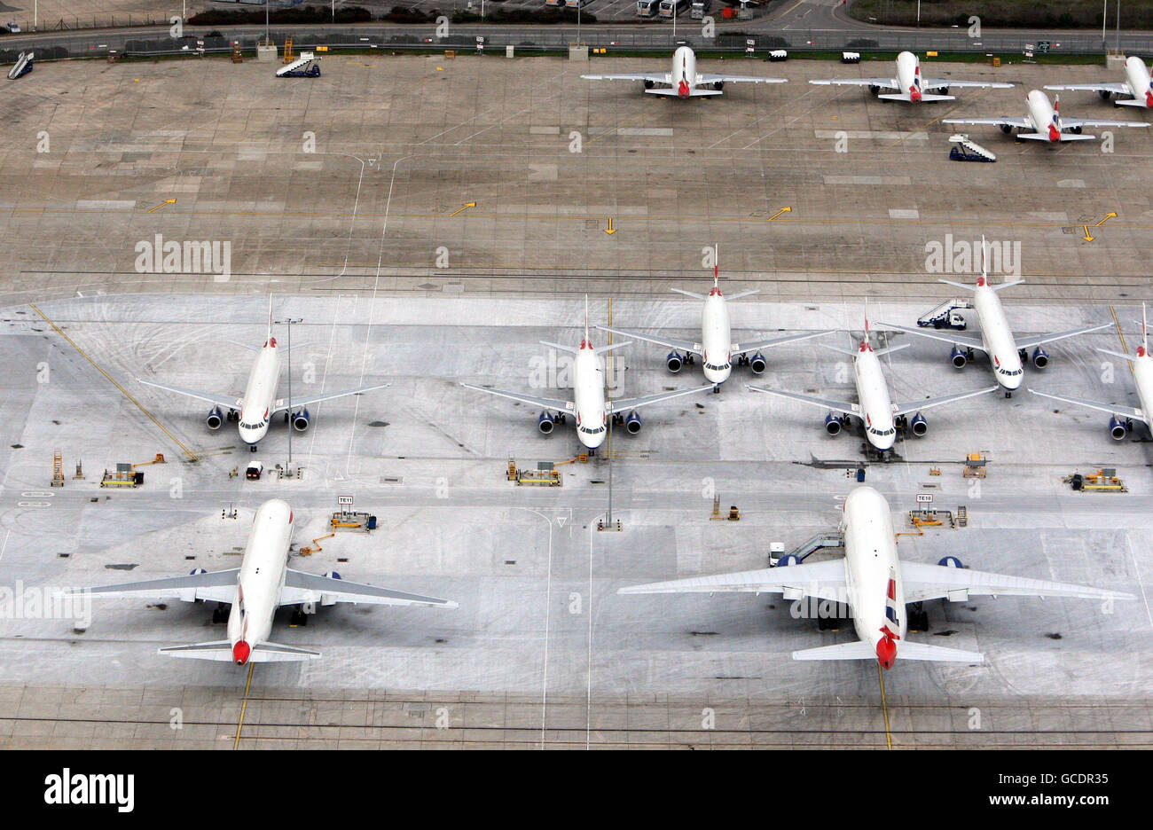British Airways planes parked in engineering area near Hatton Cross ...