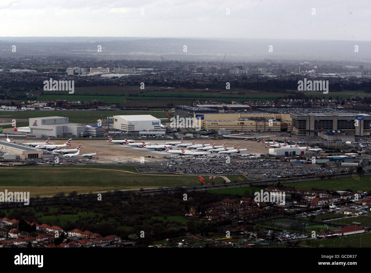 British Airways planes parked in engineering area near Hatton Cross ...