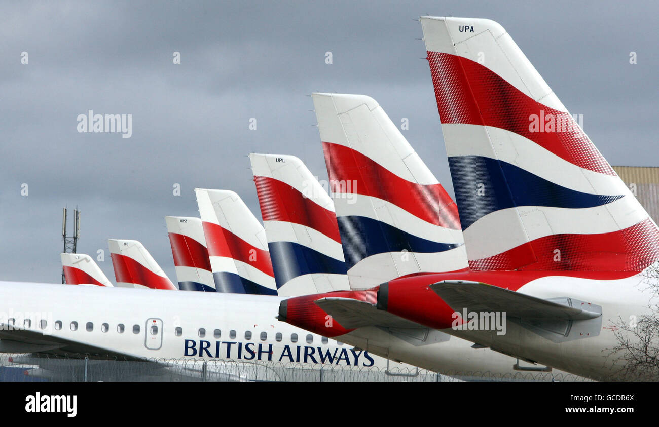British Airways planes parked in engineering area near Hatton Cross ...