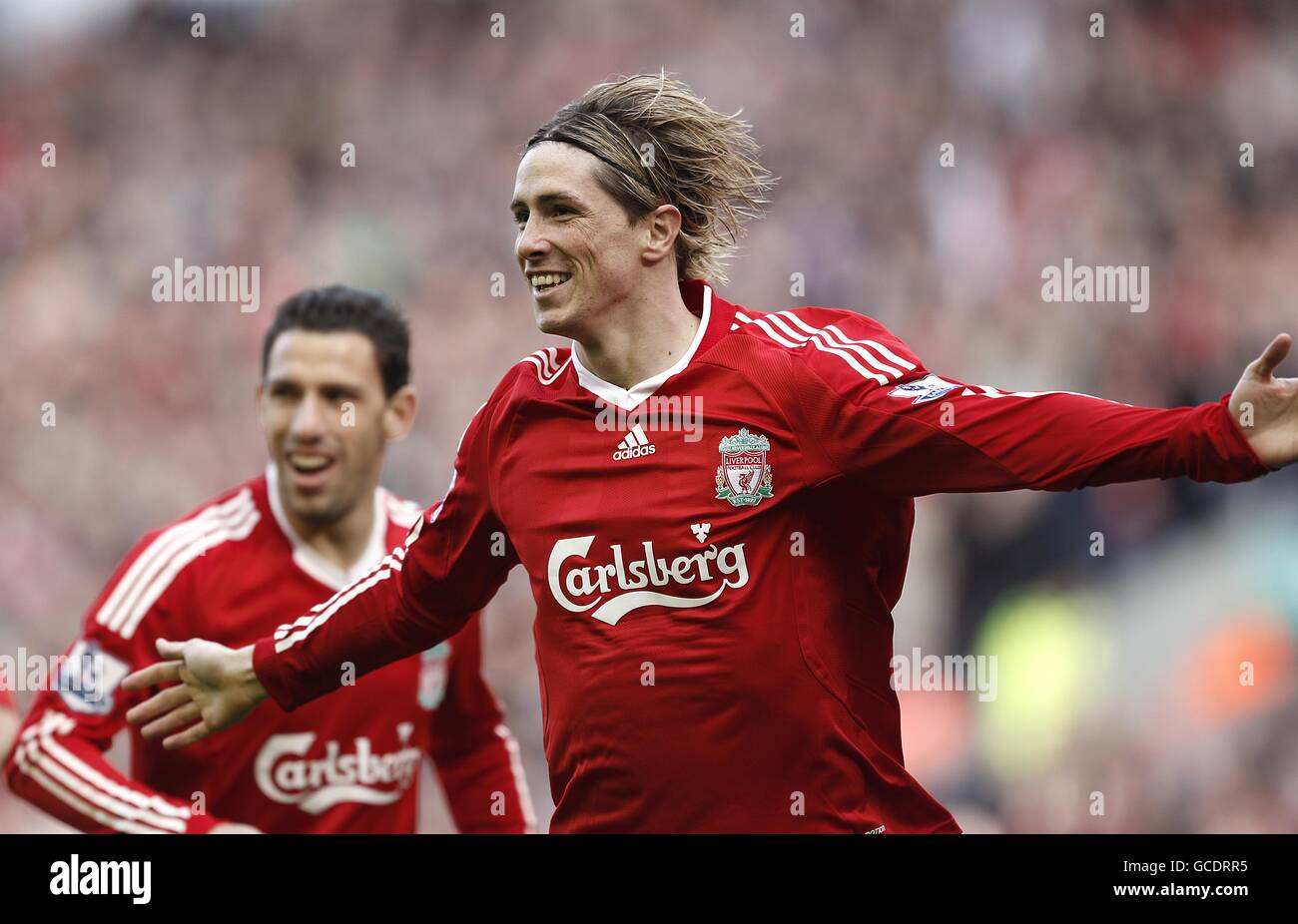 Liverpools fernando torres celebrates after scoring the opening goal hi ...