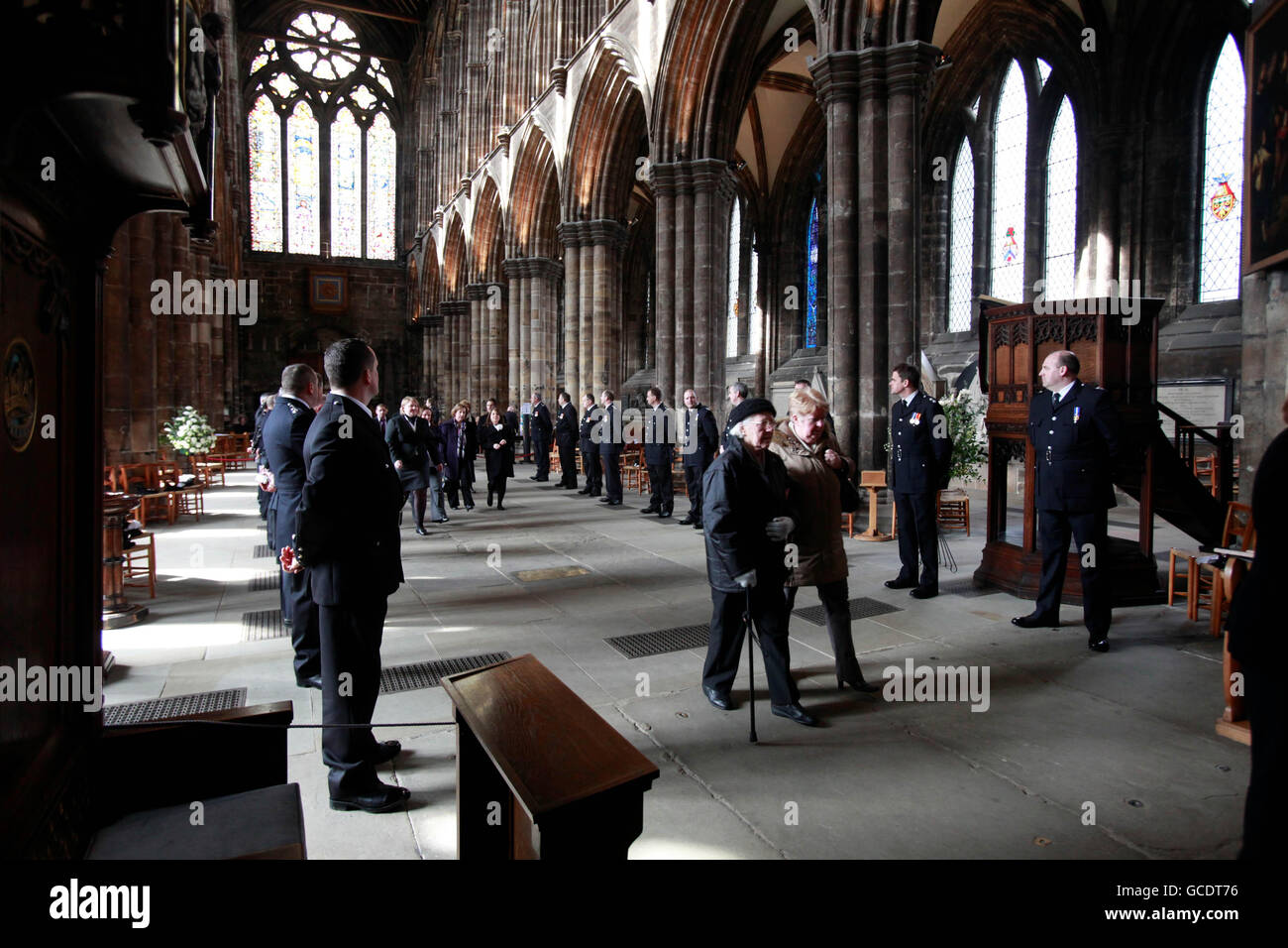 Firemen line up before the memorial service at Glasgow Cathedral to ...