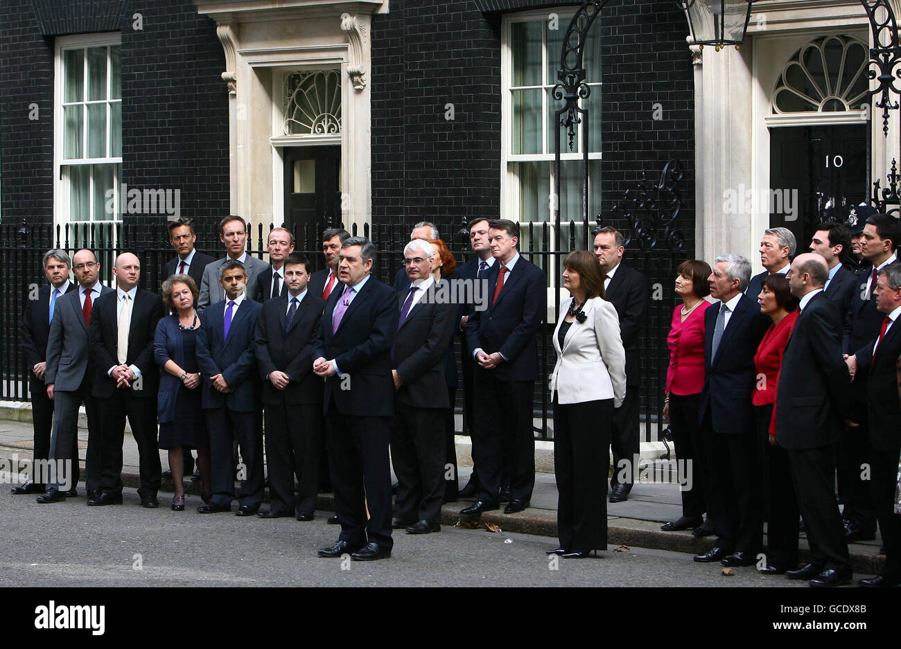 Prime Minister Gordon Brown making a statement, with the Labour Party ...