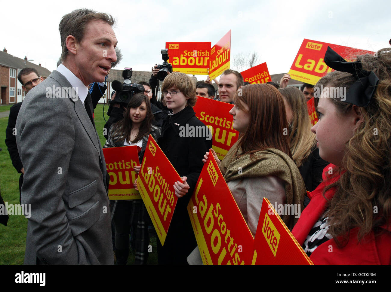 Labour MP Jim Murphy speaks with Labour activists whilst on the ...